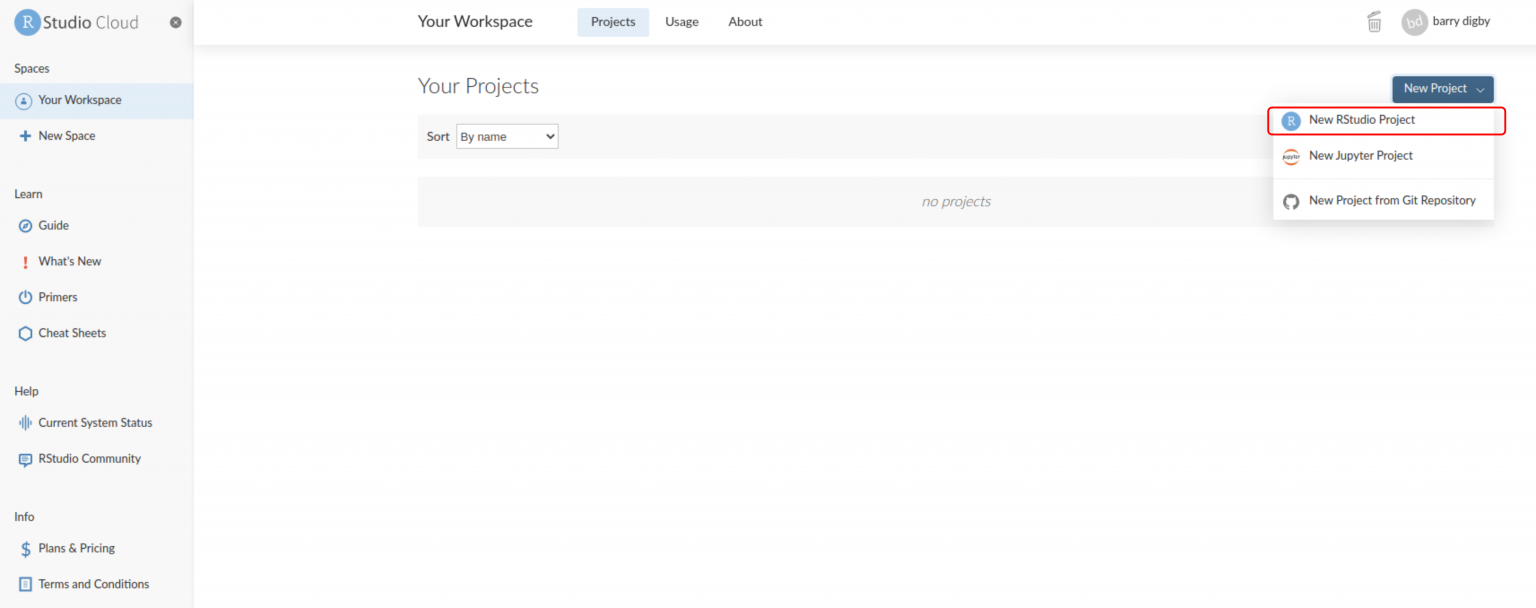 RStudio Cloud – Introduction to Genomics Data Science